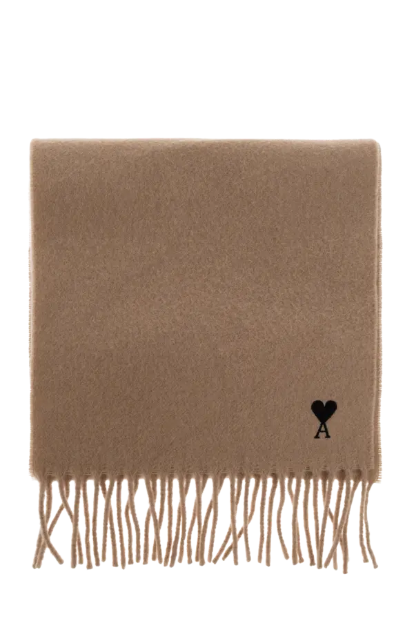 AMI Paris Wool Scarf With Logo