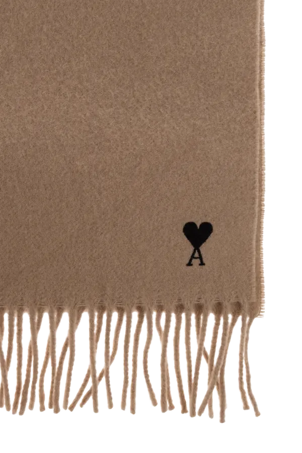 AMI Paris Wool Scarf With Logo