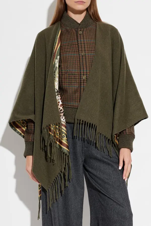 FERRAGAMO Cashmere Poncho With Fringes