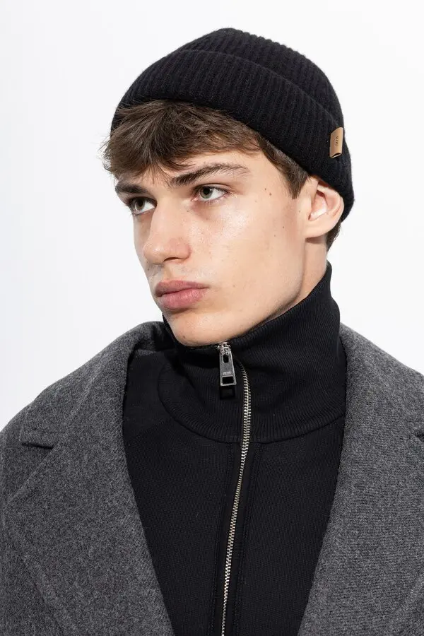 AMI Paris Wool Beanie With Sewn Logo