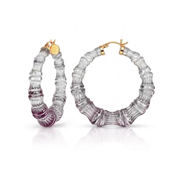GOLD & HONEY Winter Ombre Lucite Bamboo Hoop Earrings - Black