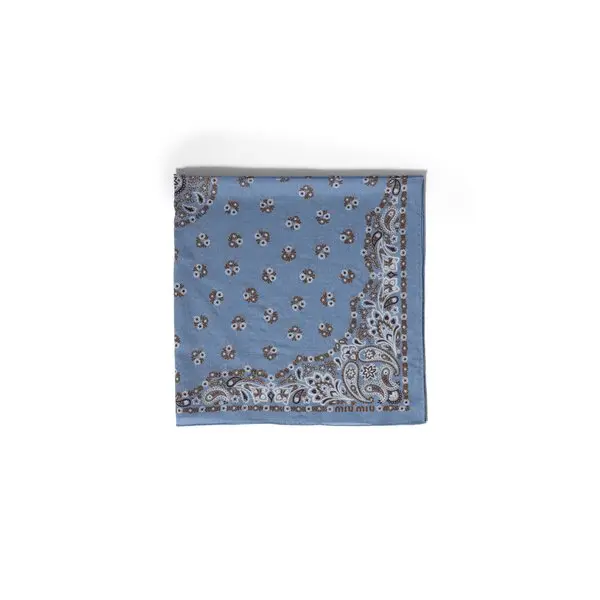 Miu Miu Printed Wool And Cashmere Scarf - Cloudy Gray