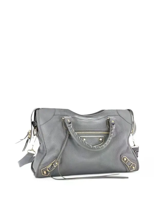Balenciaga City Classic Metallic Edge Bag Leather Medium Satchel - Grey