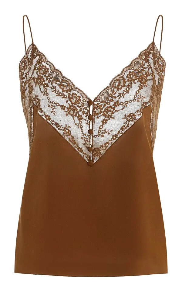 Saint Laurent Lace-trimmed Silk Camisole