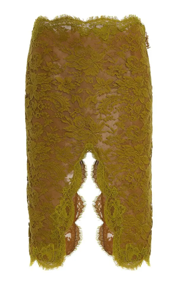 Saint Laurent Cotton-blend Lace Knee-length Skirt