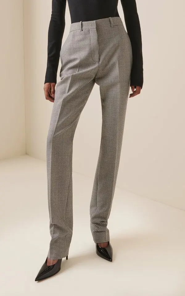 Givenchy Gingham Wool-mohair Cigarette Pants - Black/white