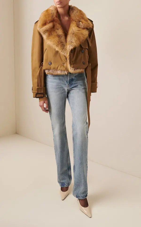 Saint Laurent Shearling-trimmed Trench Coat