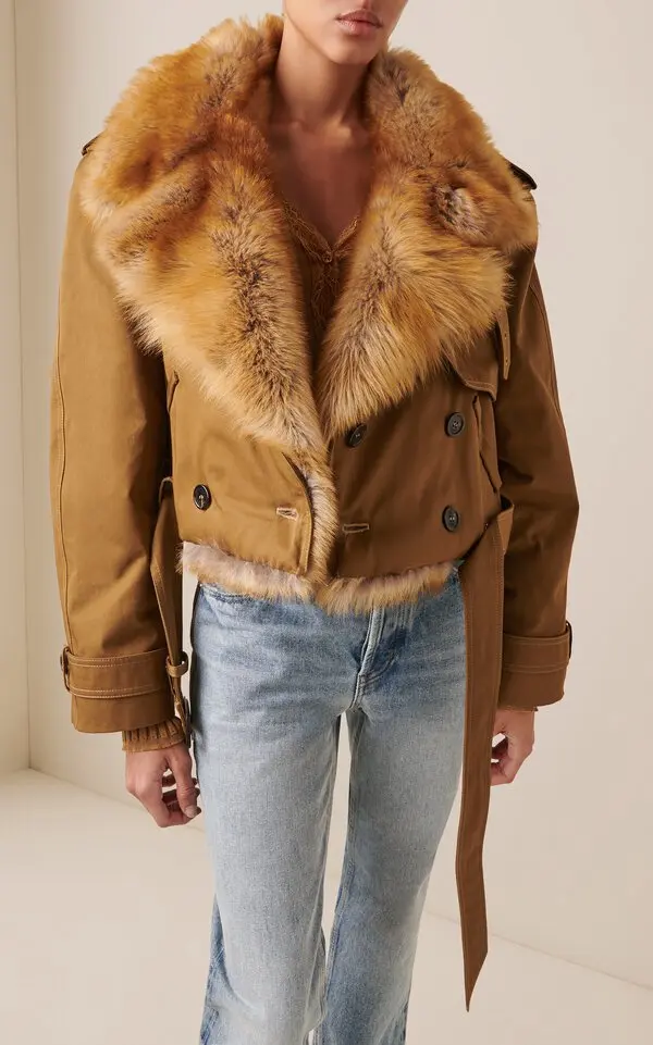 Saint Laurent Shearling-trimmed Trench Coat