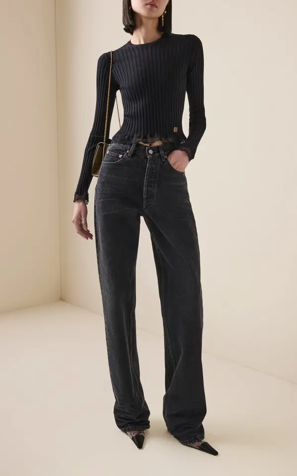 Saint Laurent V-waist Mid-rise Straight-leg Jeans