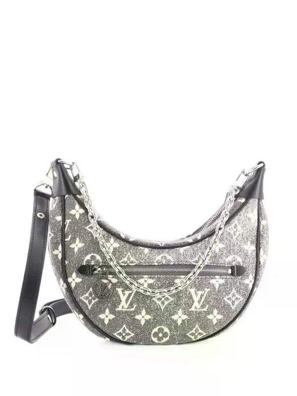 LOUIS VUITTON Loop Handbag Monogram Jacquard Denim Hobo Bag - Grey