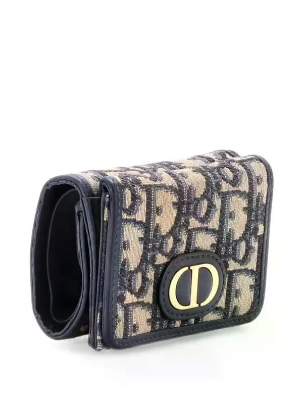 Dior 30 Montaigne Flap Wallet Oblique Canvas Compact Small Wallets