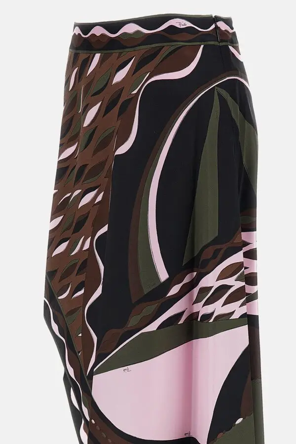 Emilio Pucci Gonna Lunga Effetto Foulard In Twill Di Seta - Multicolor