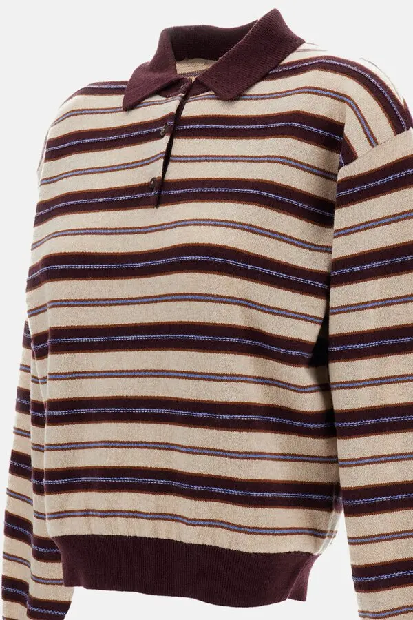 Guest In Residence Polo In Cashmere A Righe Collegiate - Multicolor