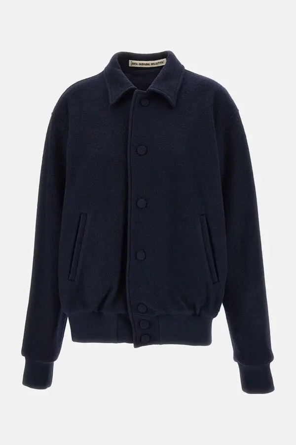 META CAMPANIA COLLECTIVE Bomber Varsity Elio In Lana Cotta - Blue