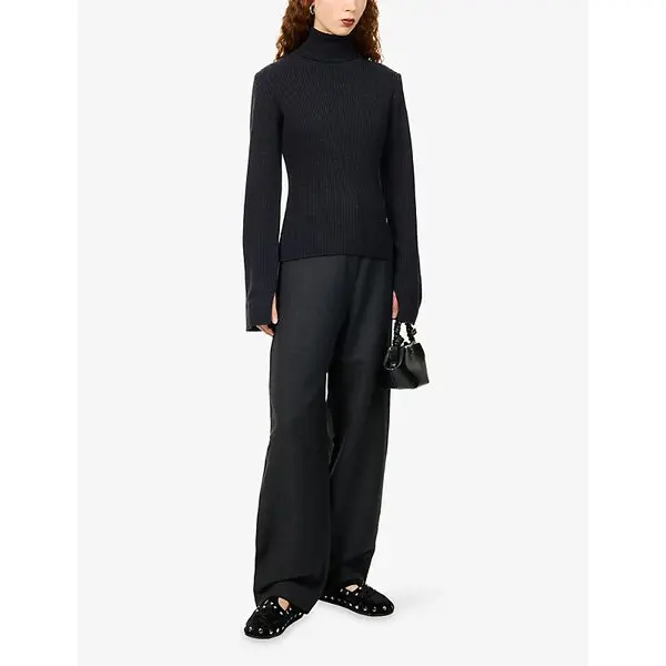 GANNI Ribbed Turtleneck Wool-blend Jumper