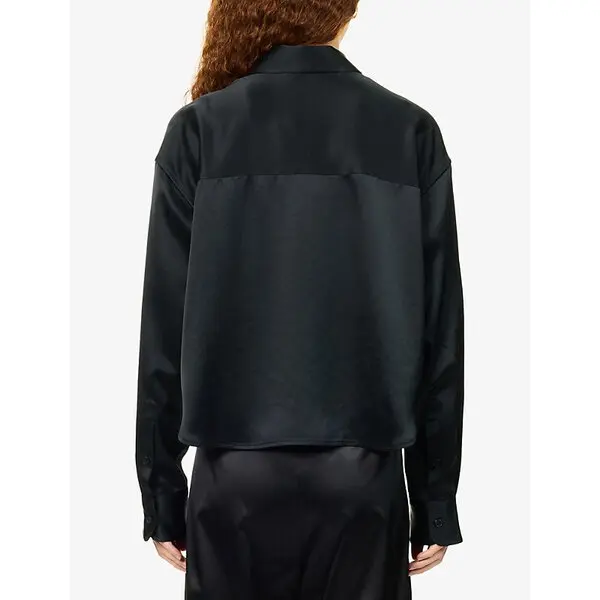 ANINE BING Scott Cropped Satin Shirt
