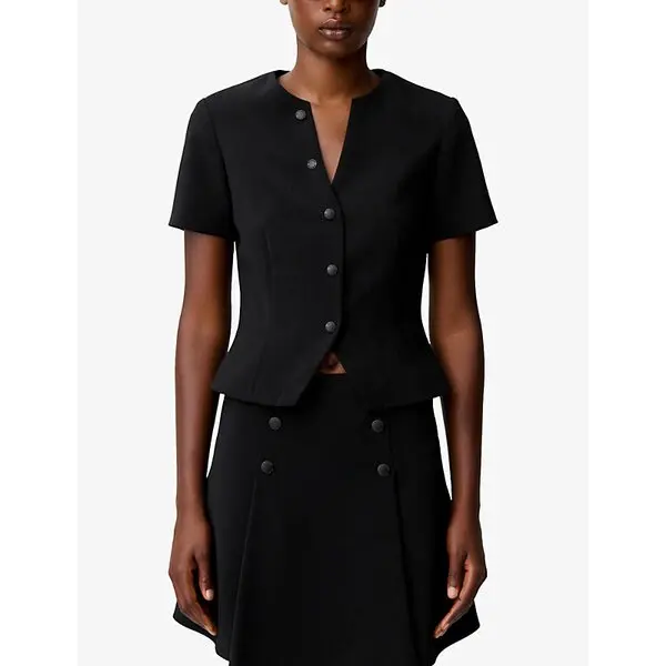 Claudie Pierlot V-neck Slim-fit Stretch-woven Top
