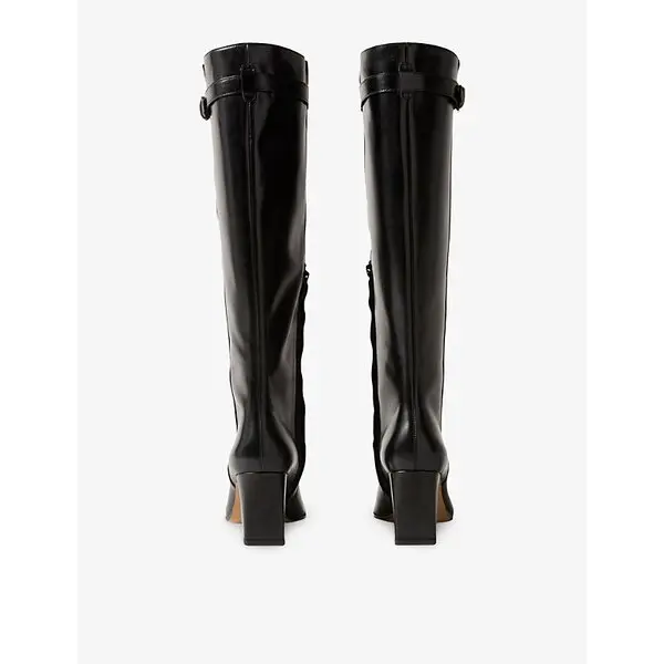 Claudie Pierlot Buckled Leather Heeled Knee-high Boots