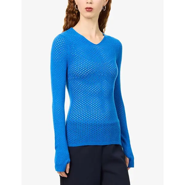 PEACHY DEN Thermal Cut-out Stretch-jersey Top