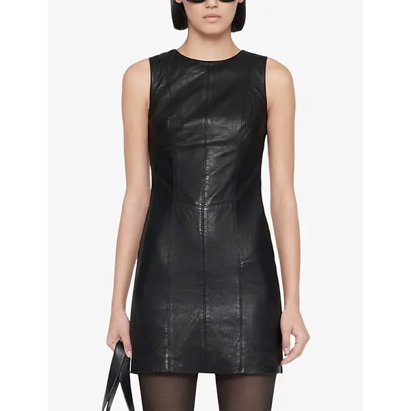 ALLSAINTS Vee Slim-fit Leather Mini Dress