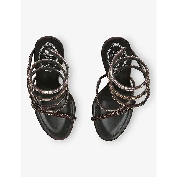 Rene Caovilla Cleo 105 Jewelled Wrap Leather Sandals