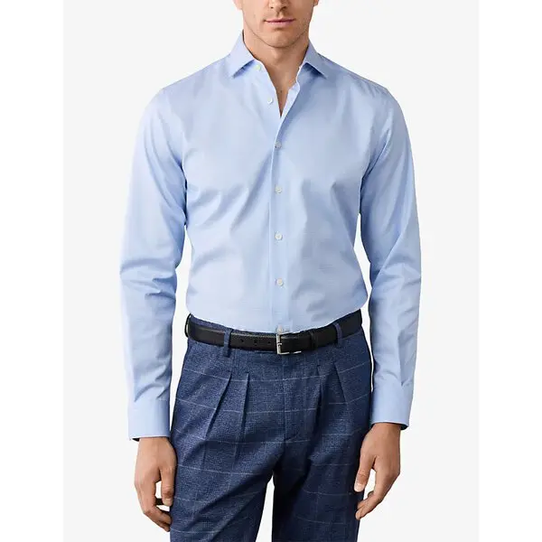 HACKETT  Puppytooth-pattern Tailored-fit Cotton Shirt