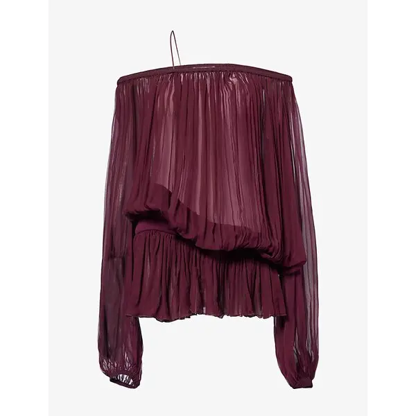 NENSI DOJAKA Ruched Off-shoulder Silk Mini Dress