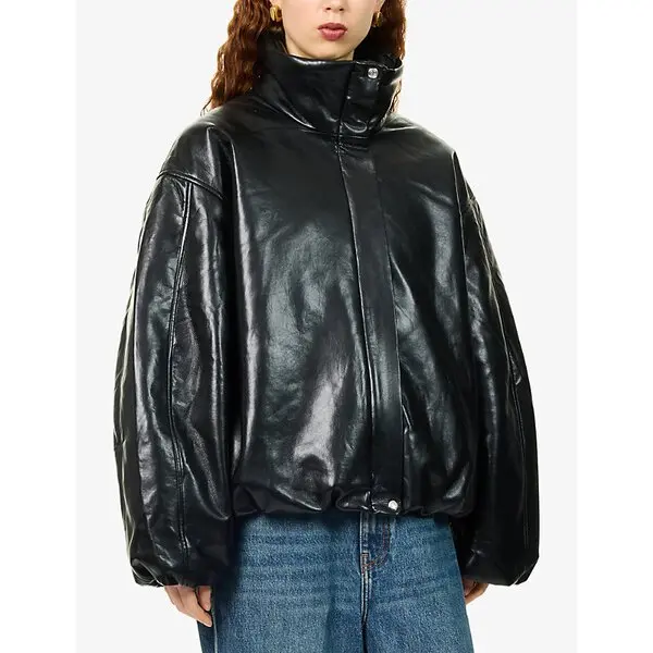 ANINE BING Cyrus Boxy-fit Leather-blend Jacket