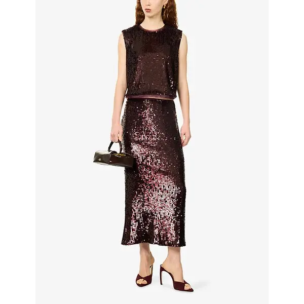 Simkhai Nikki Sequin-embellished Midi Skirt