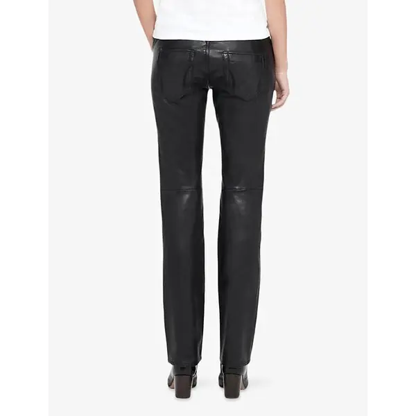 ALLSAINTS Riella Bootcut-leg Low-rise Leather Trousers