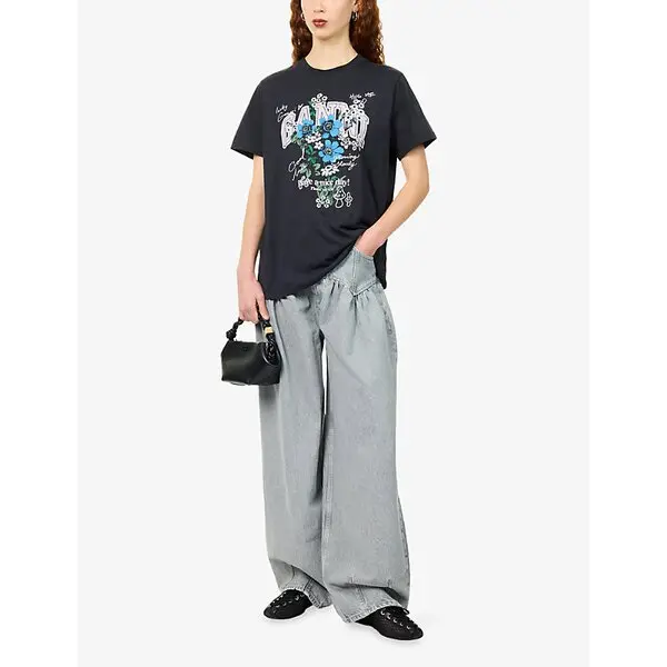 GANNI Floral-print Cotton T-shirt