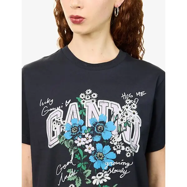 GANNI Floral-print Cotton T-shirt
