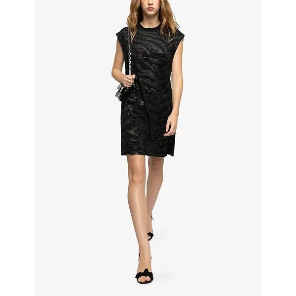 Zadig&Voltaire Roe Rhinestone-embellished Cotton Mini Dress