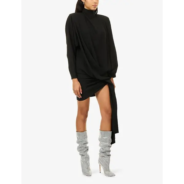 MUGLER Draped Woven Mini Dress