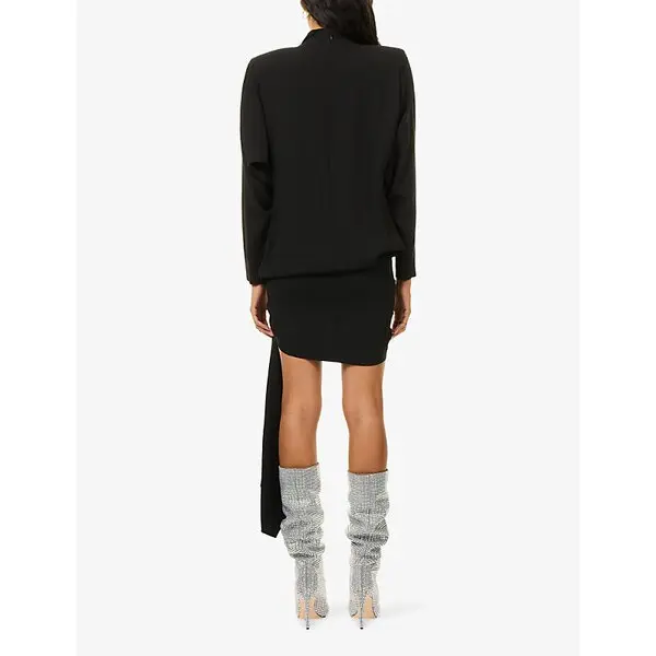 MUGLER Draped Woven Mini Dress