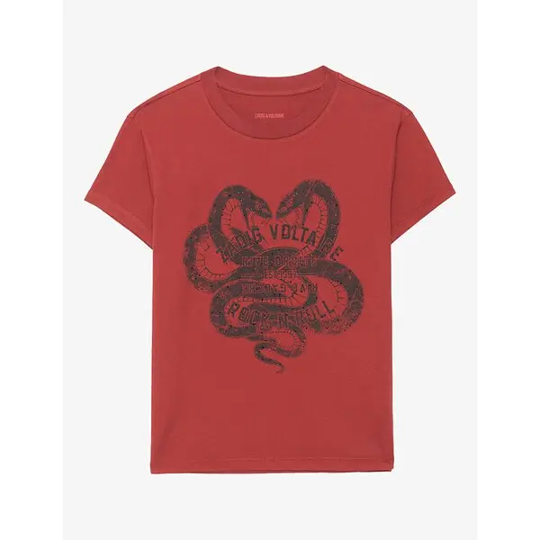 Zadig&Voltaire Walk Rhinestone-embellished Cotton T-shirt - Cherry
