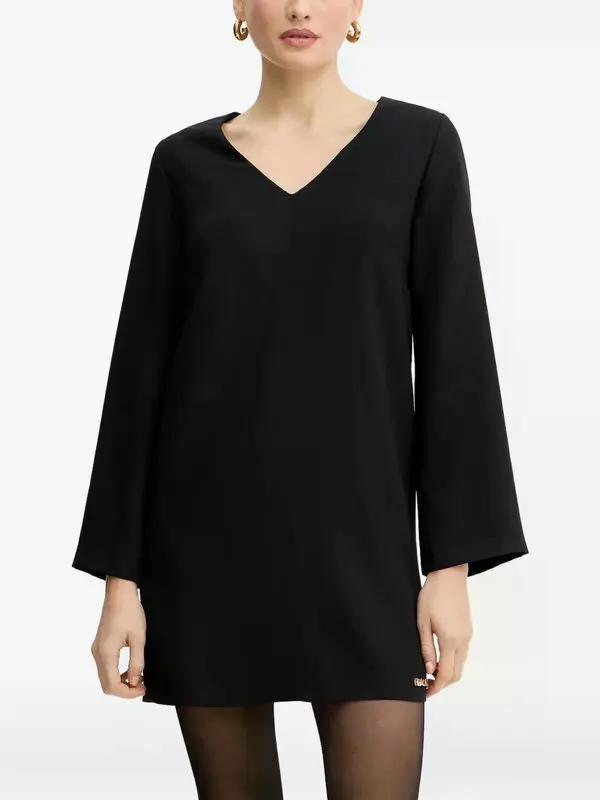 SILVIAN HEACH V-neck Long-sleeve Mini Dress - Black