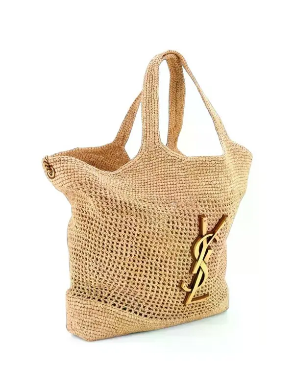Saint Laurent Icare Shopping Raffia Maxi Tote Bag - Neutrals