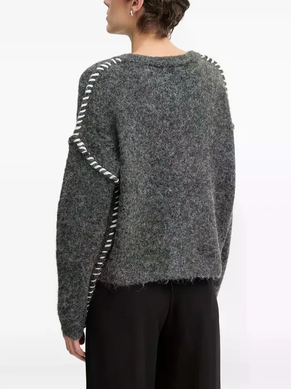 SANDRO FERRONE Whipstitch-detail V-neck Sweater