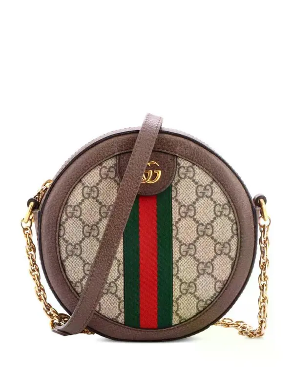 Gucci Ophidia Round Shoulder Bag Gg Coated Canvas Mini Crossbody Bag - Brown