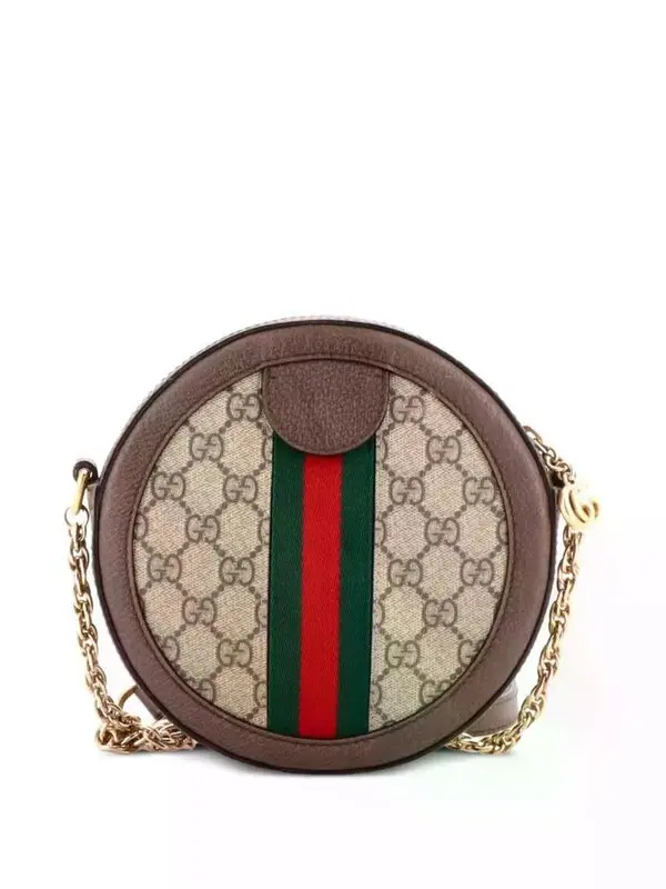 Gucci Ophidia Round Shoulder Bag Gg Coated Canvas Mini Crossbody Bag - Brown