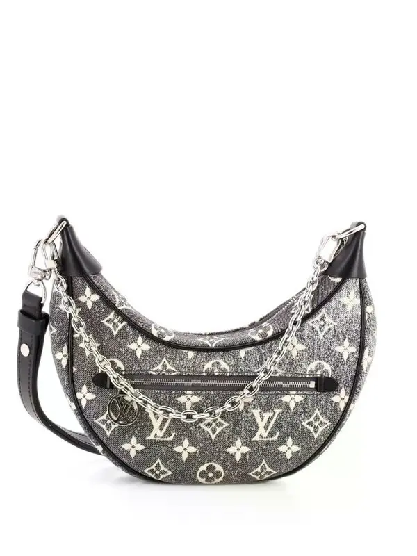 LOUIS VUITTON Loop Handbag Monogram Jacquard Denim Hobo Bag - Grey