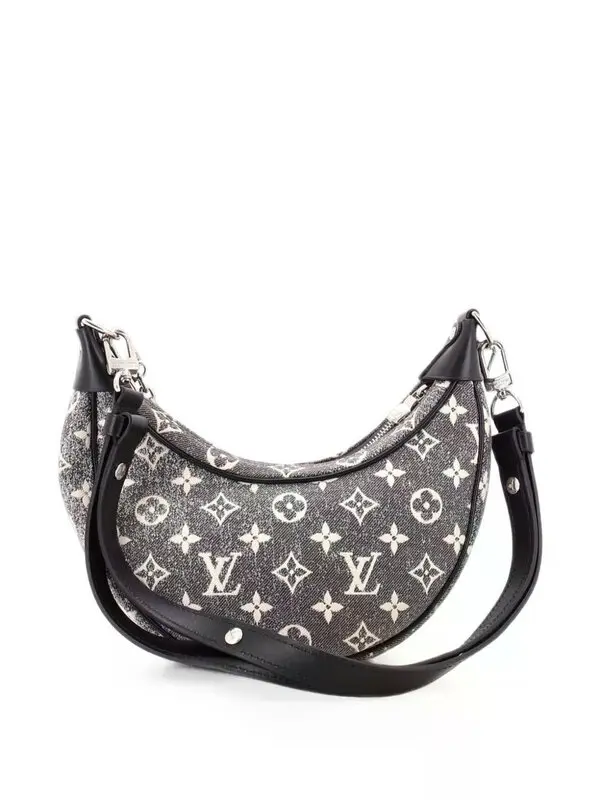 LOUIS VUITTON Loop Handbag Monogram Jacquard Denim Hobo Bag - Grey