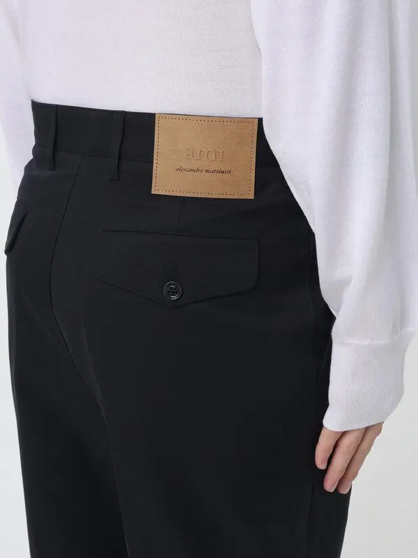 AMI Paris Carrot Fit Cotton Trousers With Front Pleats