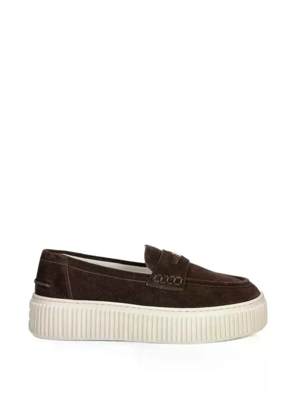 Furla Suede Platform Loafers - Brown