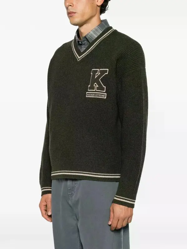 Maison Kitsuné Logo-patch V-neck Sweater