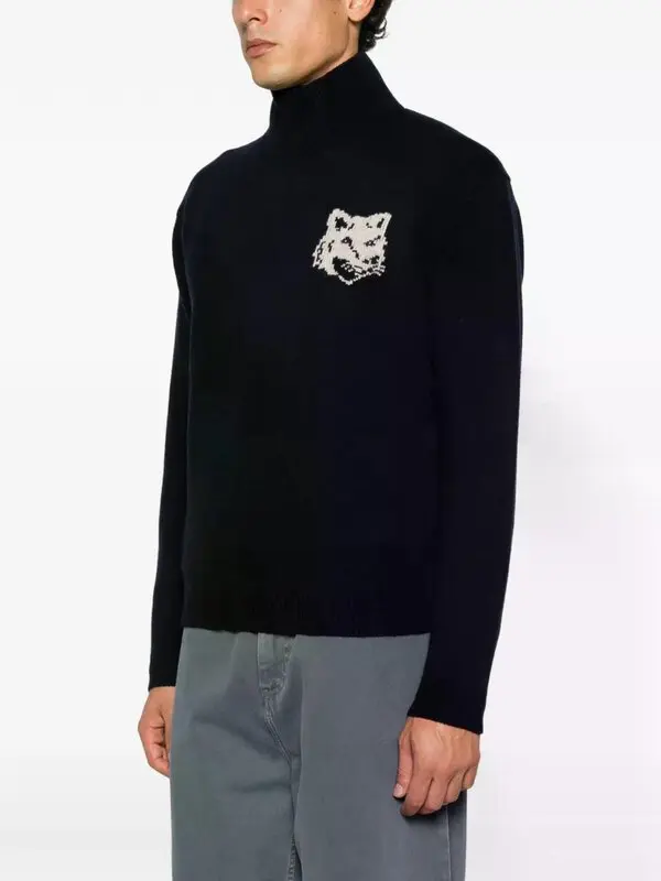 Maison Kitsuné Fox-intarsia High-neck Sweater