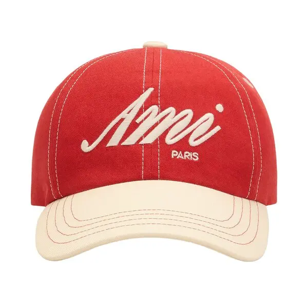AMI Paris Embroidery Bicolor Cap 'rouge Rubis/ivoire - Cream