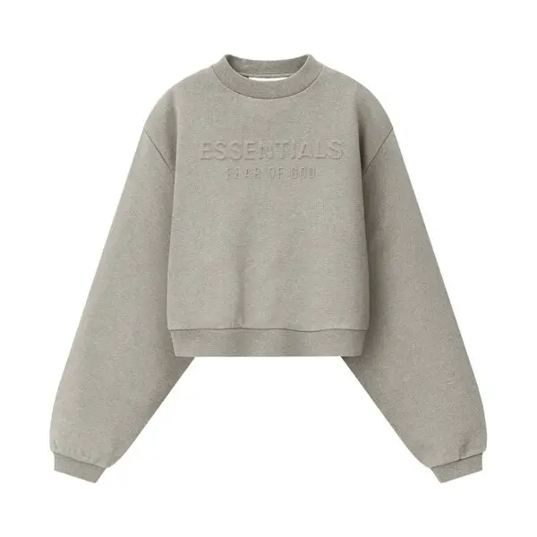 Fear Of God Embossed Modern Cropped Crewneck 'warm Heather