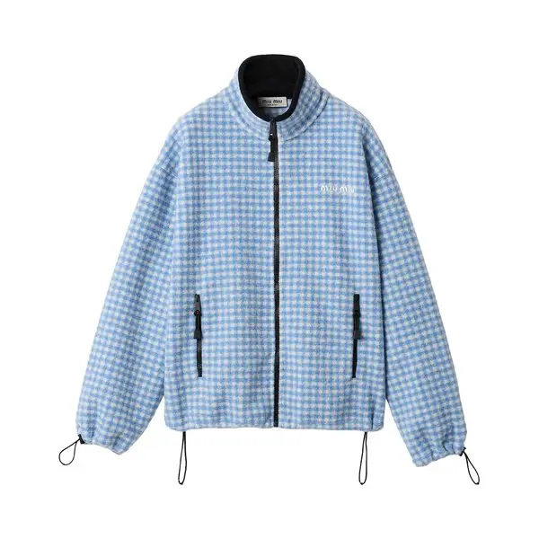 Miu Miu Pile Vichy Blouson 'bianco/cielo